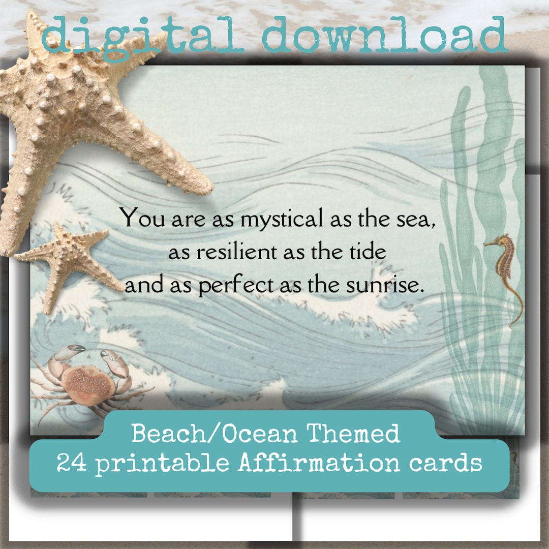 Beach Affirmation Cards Printable 24 Piece Set - Etsy