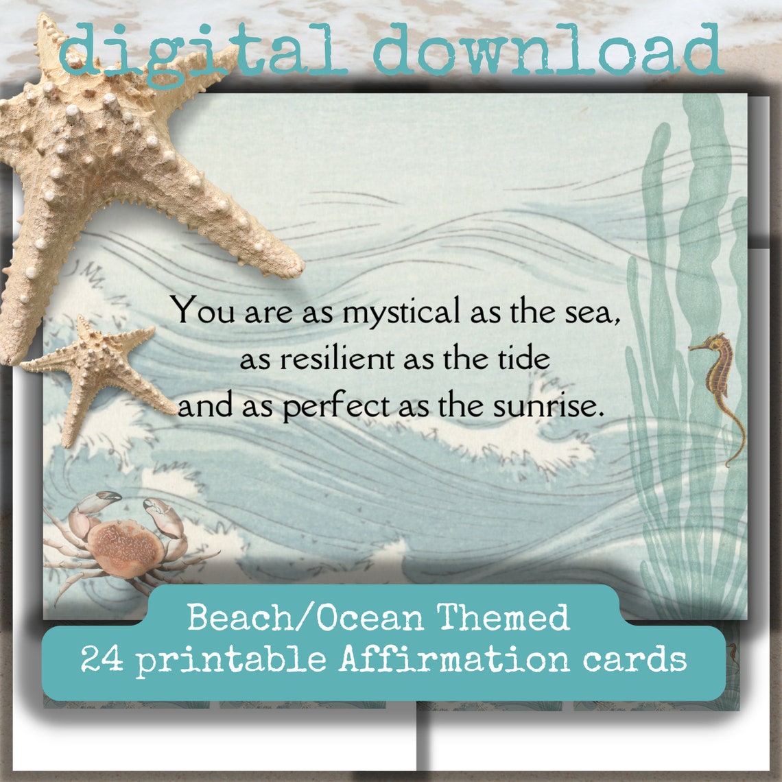 Beach Affirmation Cards Printable 24 Piece Set 1 Beach - Etsy