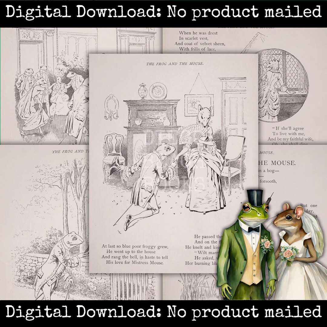 The Frog and the Mouse Storybook Pages Vintage Printable Scrapbook ...