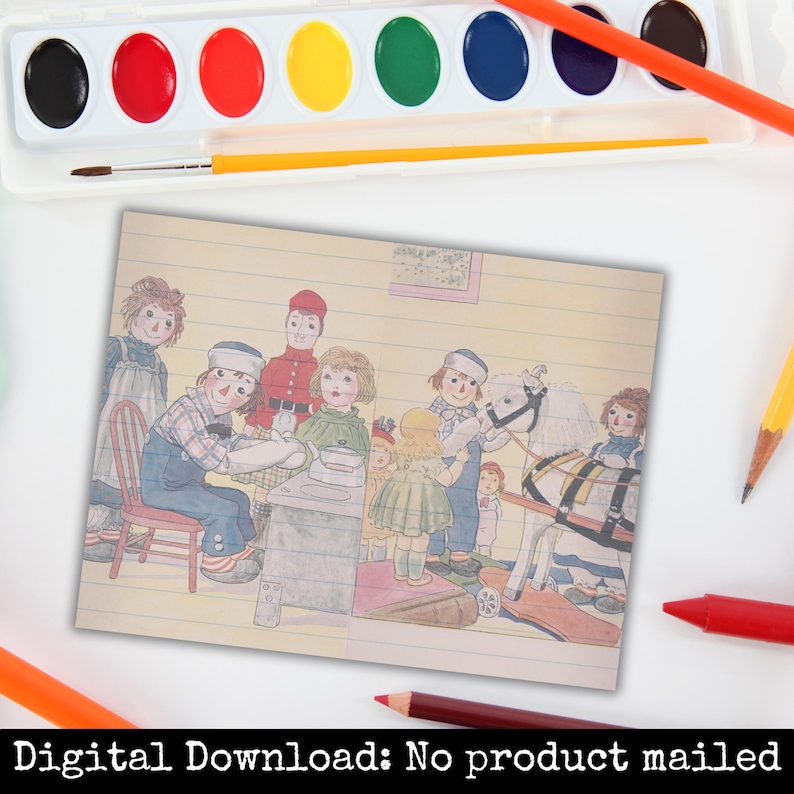 Raggedy Ann and Andy Printable Vintage Junk Journal Pages Collage ...