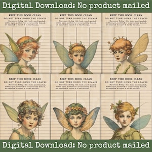 Pixie Library Card Printable Vintage Pixie Theme Scrapbook Papers Pixie Junk Journal Ephemera ...