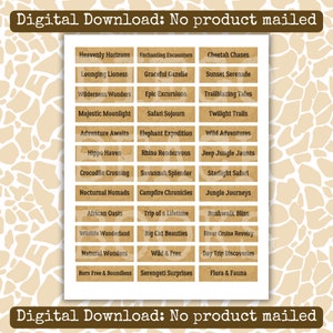 Printable Safari Phrases 36 Piece Set 1, Word Embellishments for Junk ...
