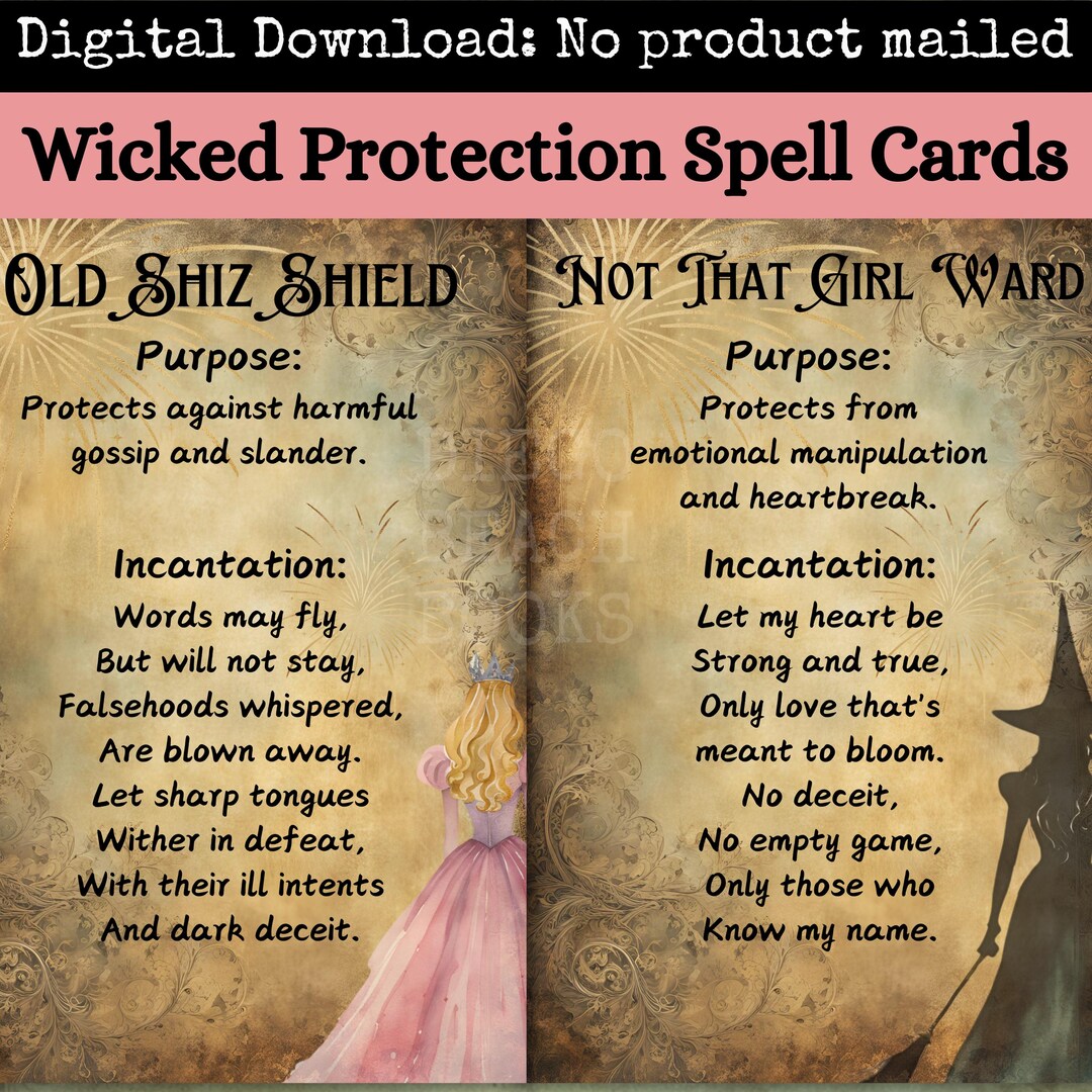 Wicked Scrapbook Cards Protection Spells Ephemera DIY Collage Sheet Law ...