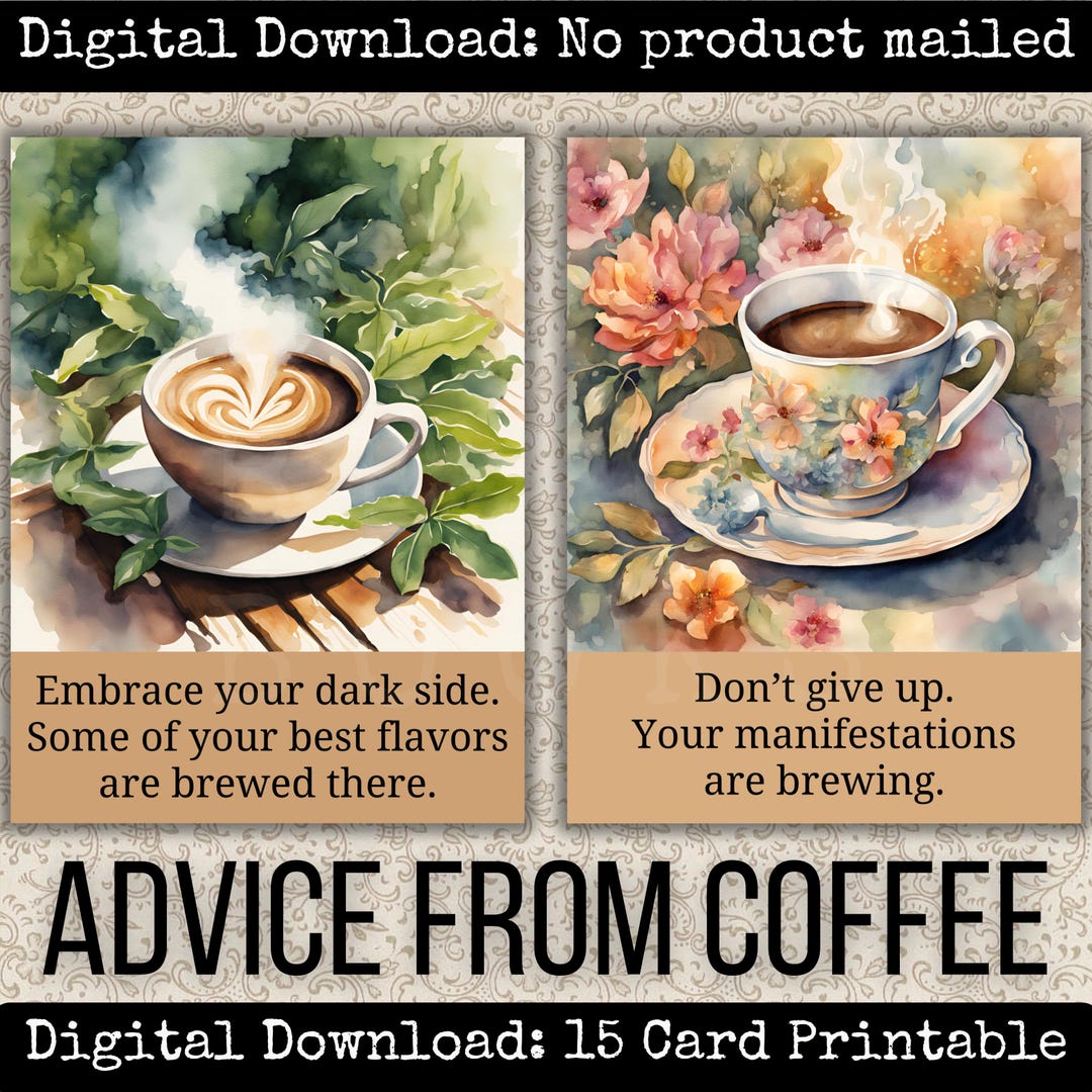 Advice From Coffee Printable Card Set Coffee Ephemera Junk Journal ...
