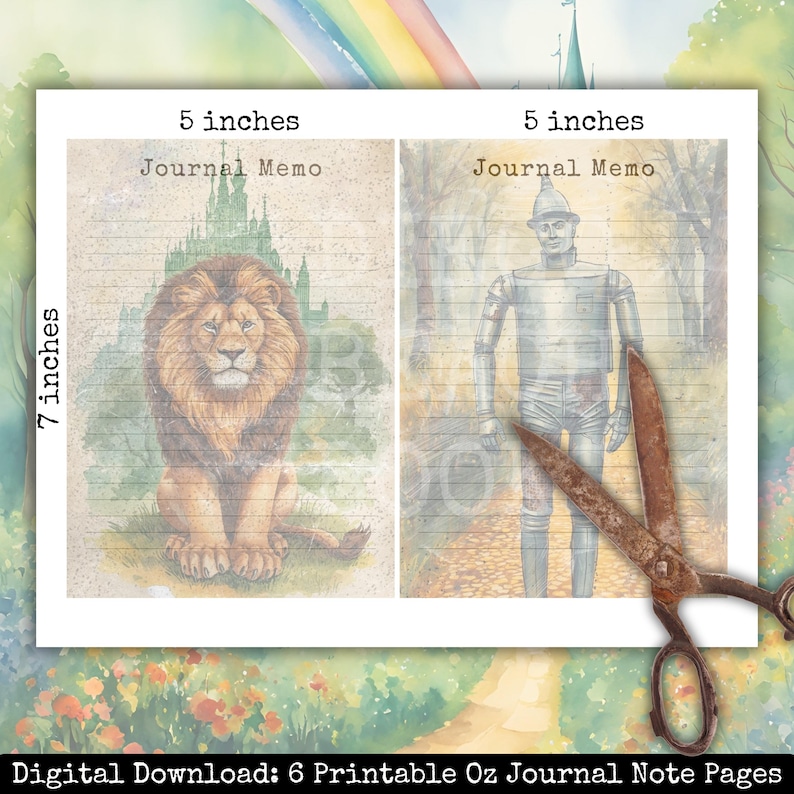 Wizard of Oz Journal Memo Printable Vintage Writing Paper Scrapbook ...