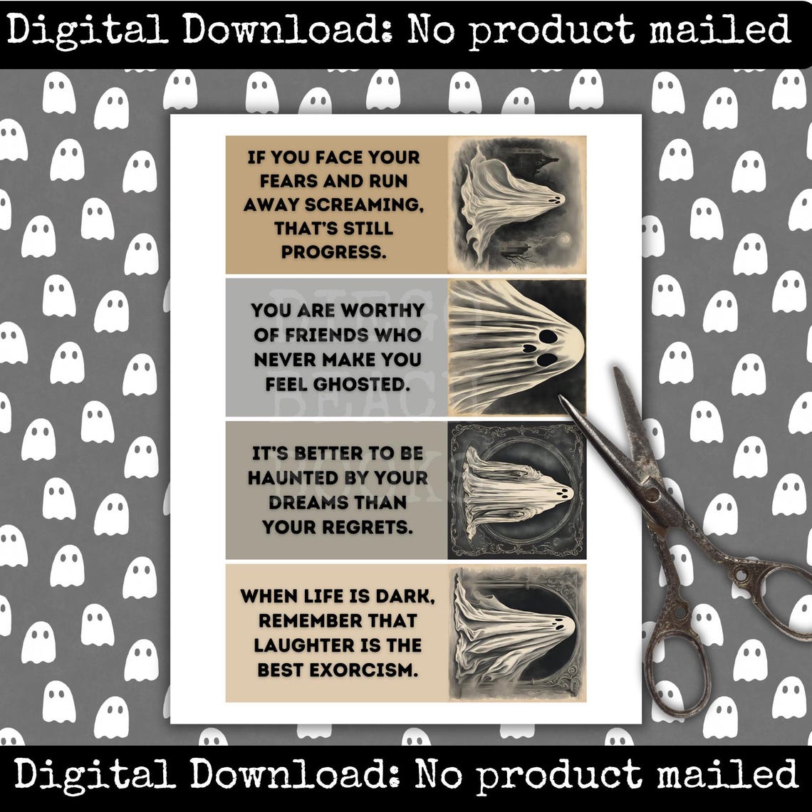 Ghost Bookmarks Printable Spooky Therapy Ghostly Wisdom Book Club ...
