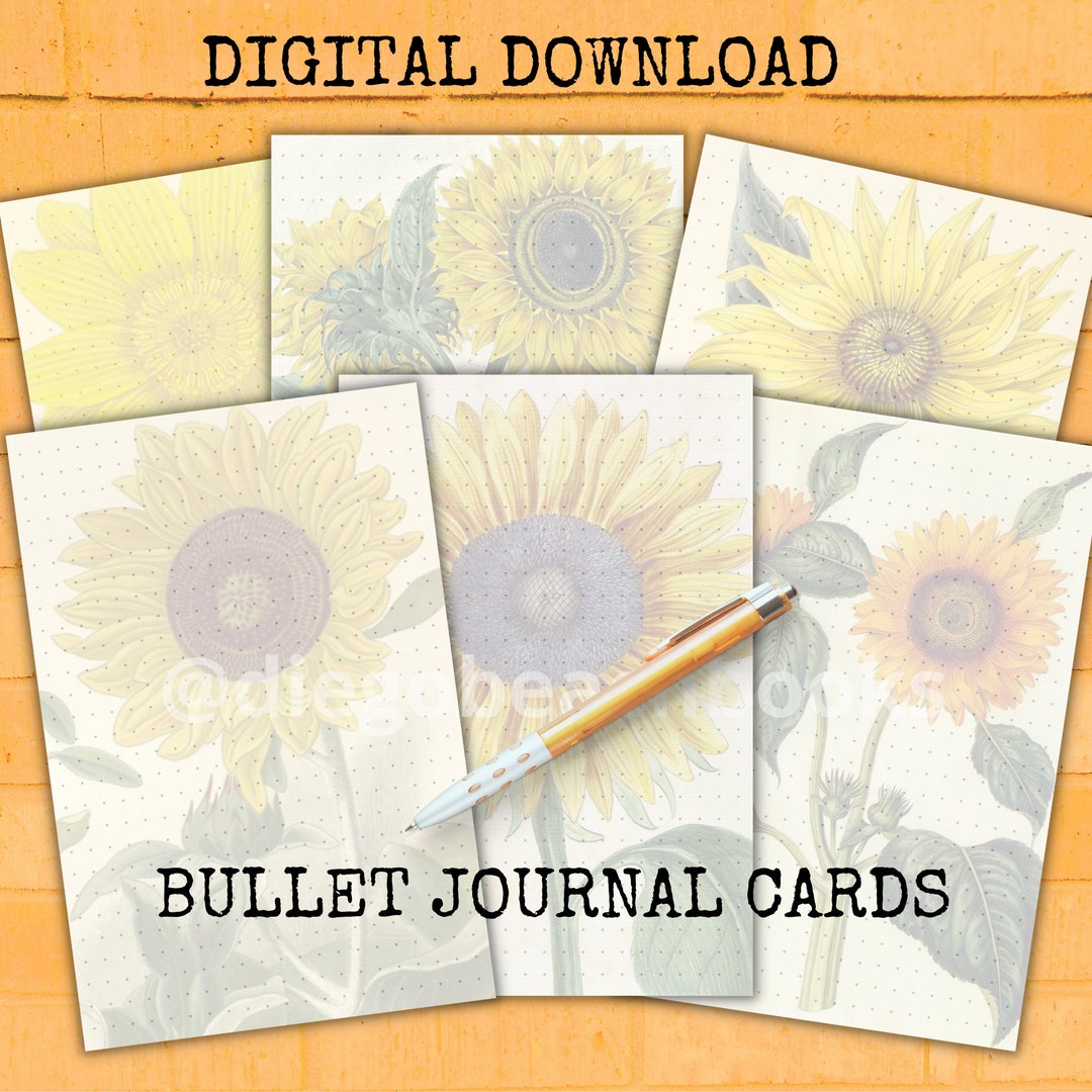 Vintage Sunflower Bullet Journal Paper Printable Planner Inserts ...