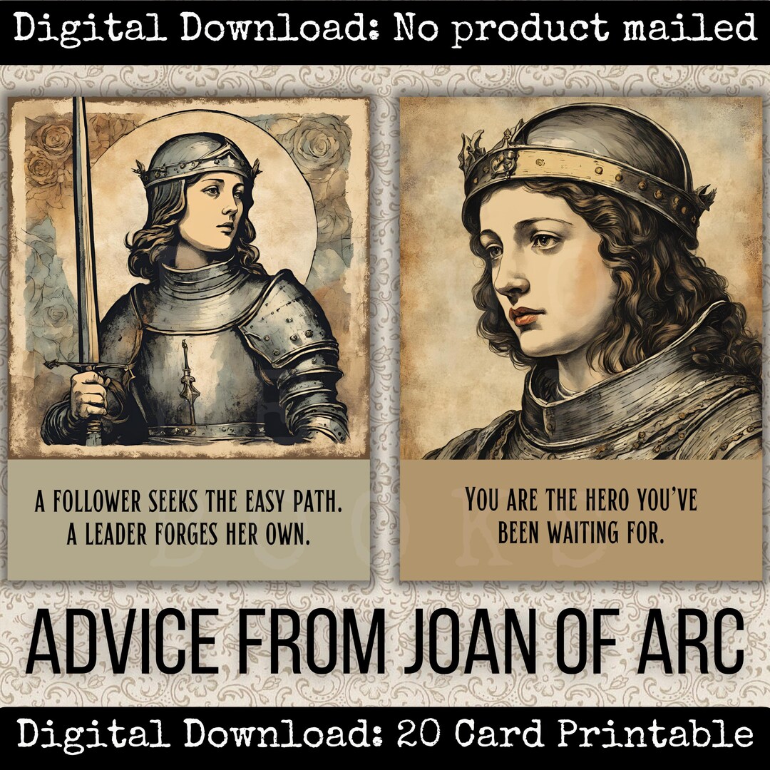 Joan of Arc Printable Advice Cards Female Warrior Vintage Junk Journal ...