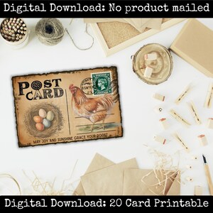 Country Chicken Postcard Set Vintage Style Printable With Sweet ...