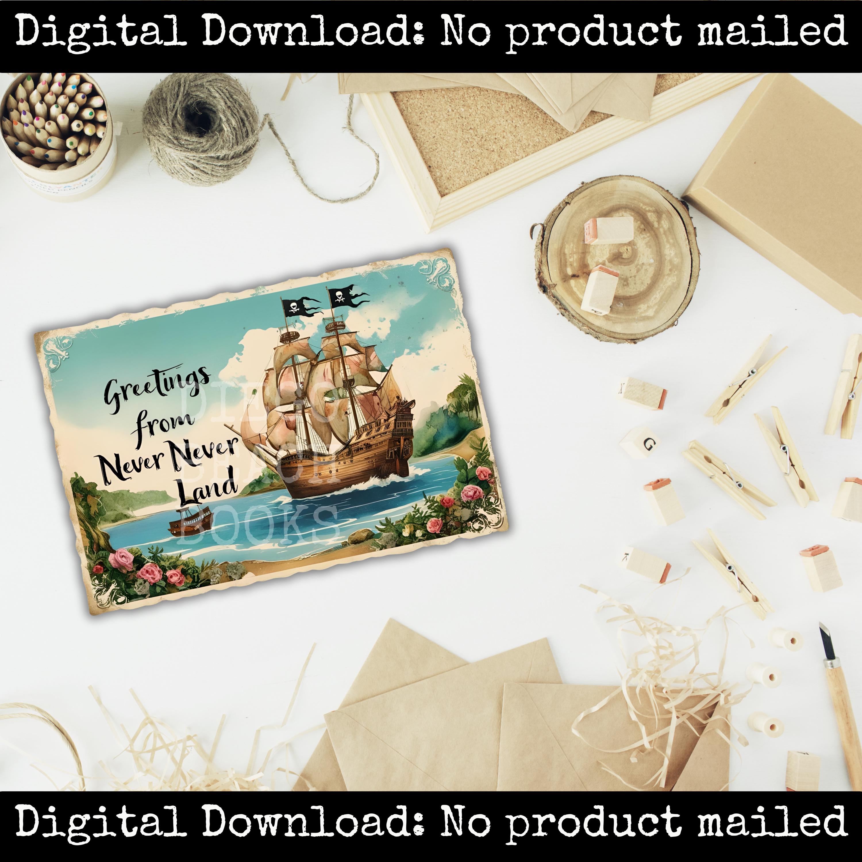 Greetings From Never Land Postcards Printable Peter Pan Ephemera for ...