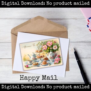 Tea Party Postcards Printable Scrapbook Cards Junk Journal Ephemera ...
