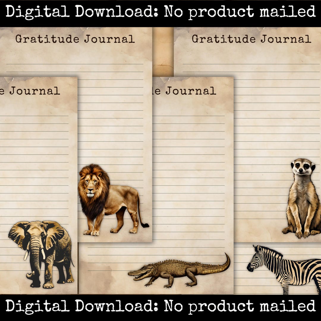 Safari Gratitude Journal DIY Printable Safari Ephemera Scrapbook ...