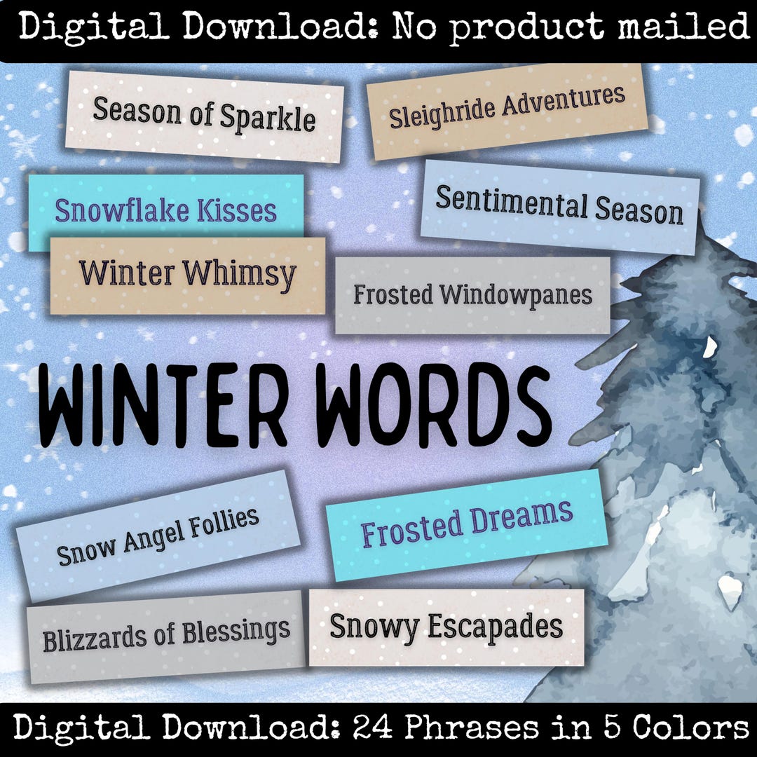Winter Word Embellishments 24 Printable Phrases for Crafts - Etsy