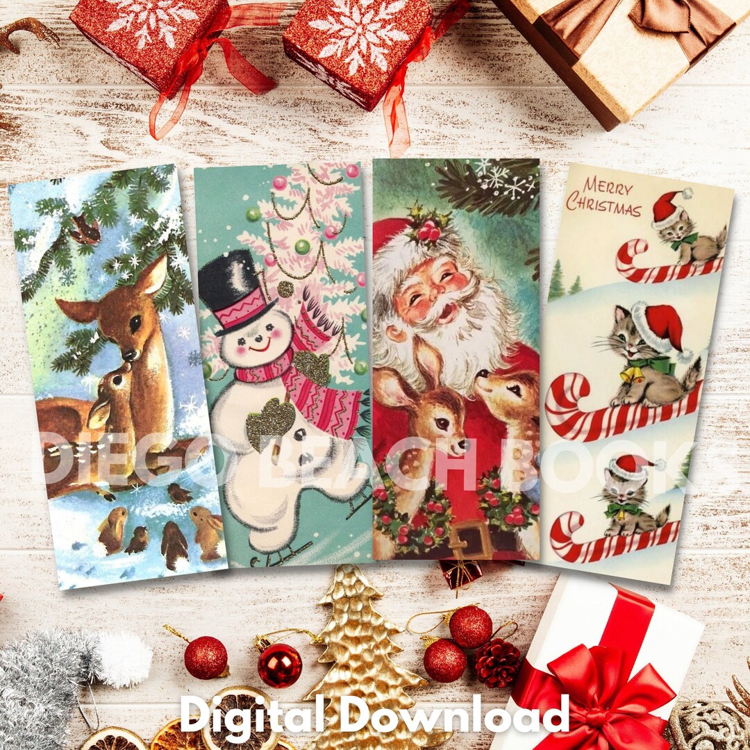 Vintage Christmas Bookmark Printable Gift Tags Holiday Ephemera - Etsy
