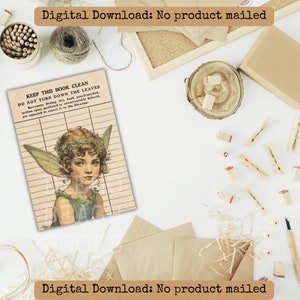 Pixie Library Card Printable Vintage Pixie Theme Scrapbook Papers Pixie ...