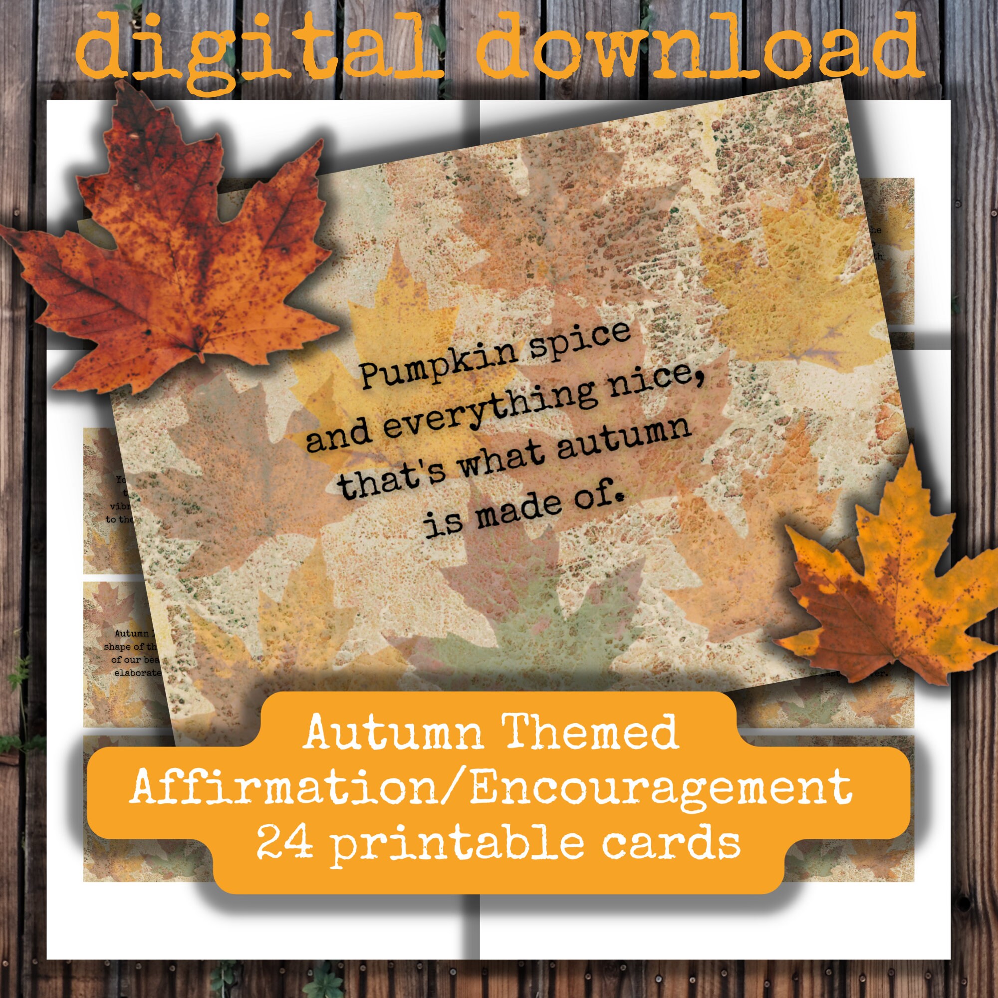 Autumn Affirmation and Encouragement Cards Digital Download 24 Piece ...