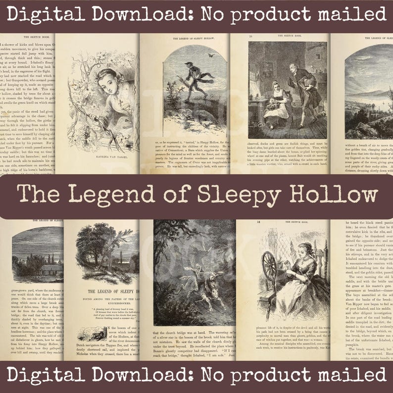 The Legend of Sleepy Hollow Printable Vintage Gothic Book Pages ...