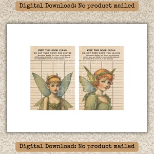 Pixie Library Card Printable Vintage Pixie Theme Scrapbook Papers Pixie Junk Journal Ephemera ...