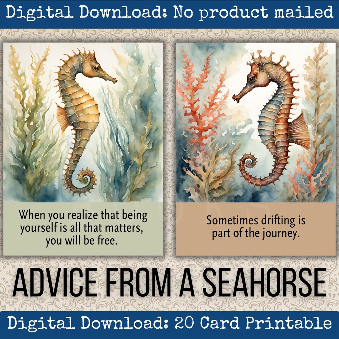 Life Advice From a Seahorse Cards Printable Junk Journal Kit Nautical ...
