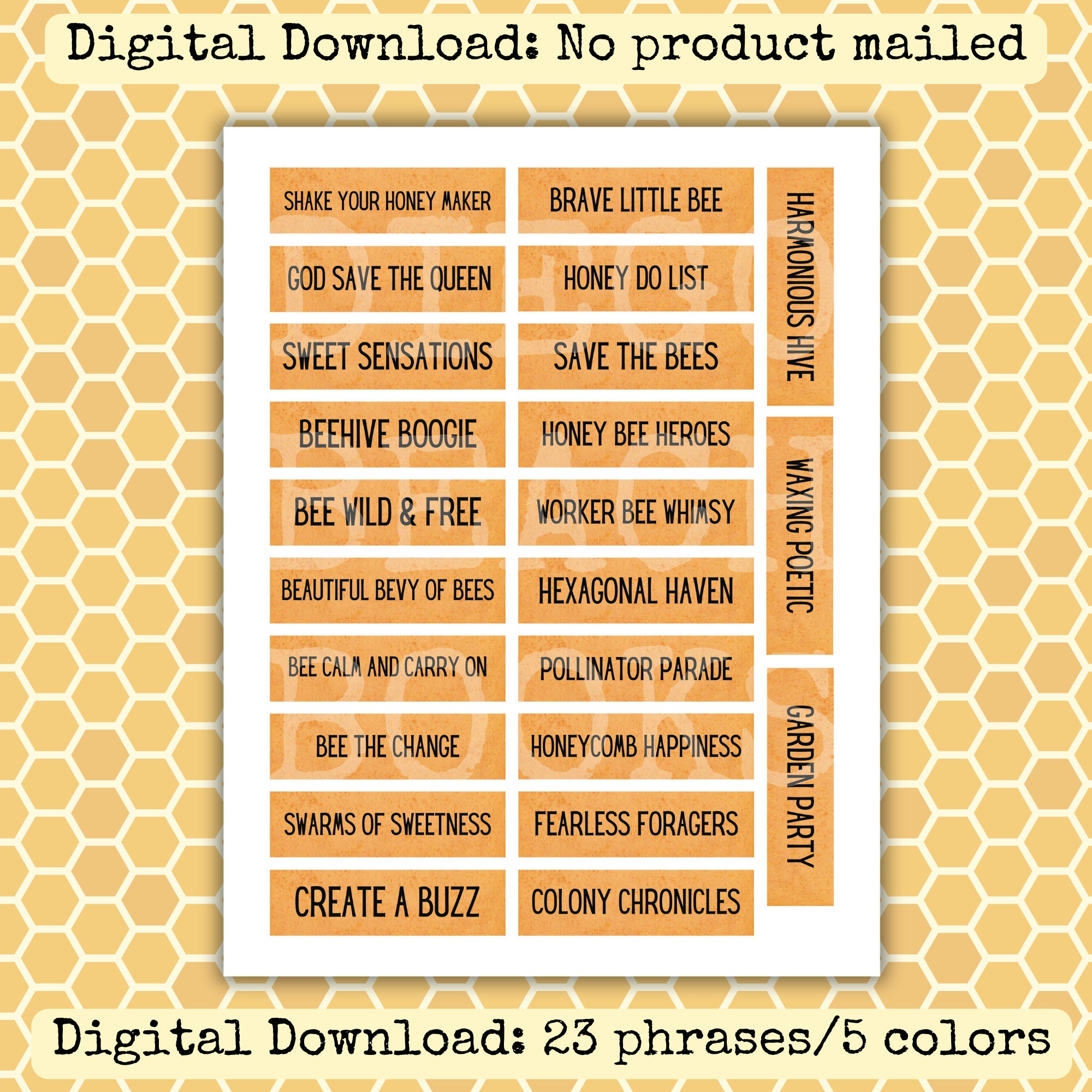 Bee Word Pack Printable Bee Phrases Garden Embellishments Bee Junk ...