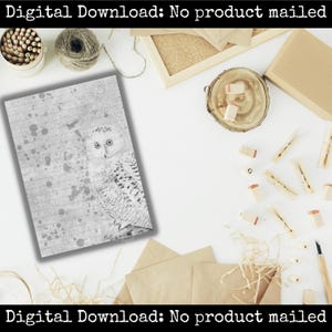 Grungy Owl Lined Printable Paper Set Vintage Owl Stationery Junk ...