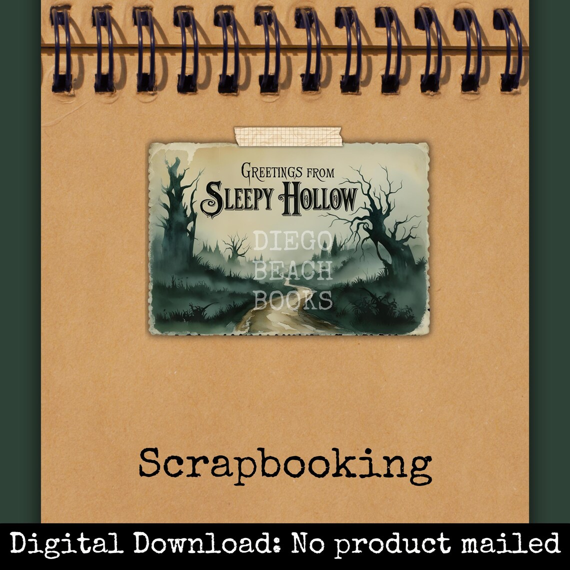 Greetings From Sleepy Hollow Printable Postcards Goth Ephemera for ...