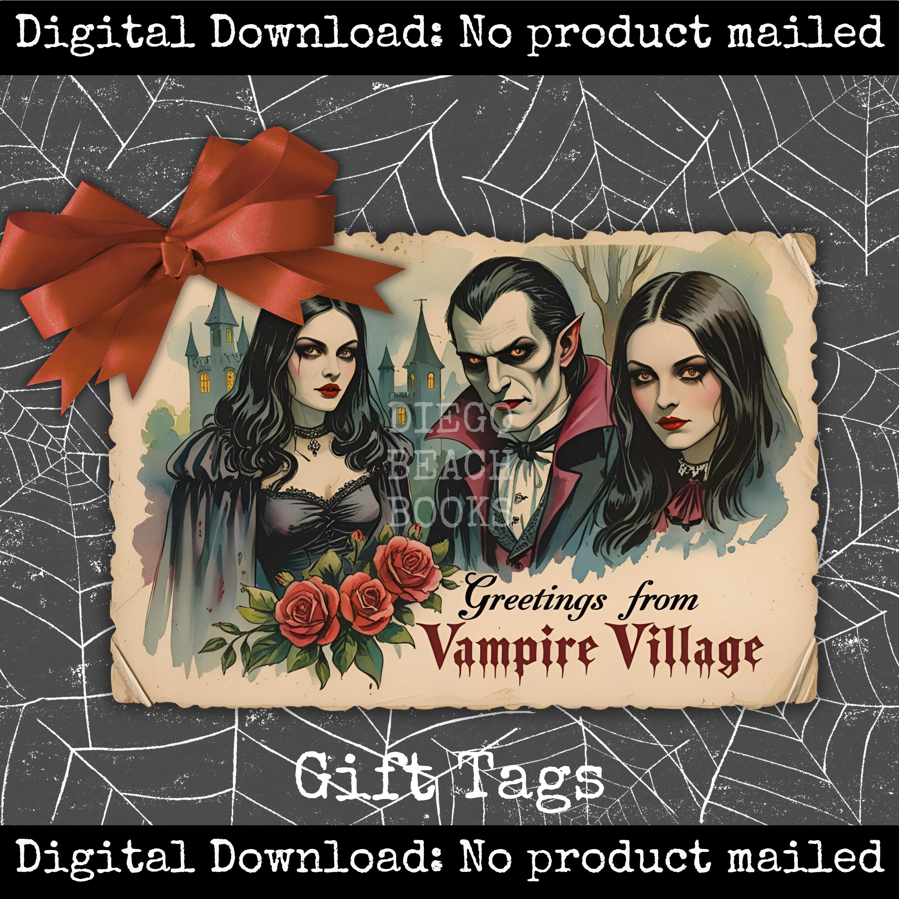 Greetings From Vampire Village Printable Gothic Halloween Postcard Set ...