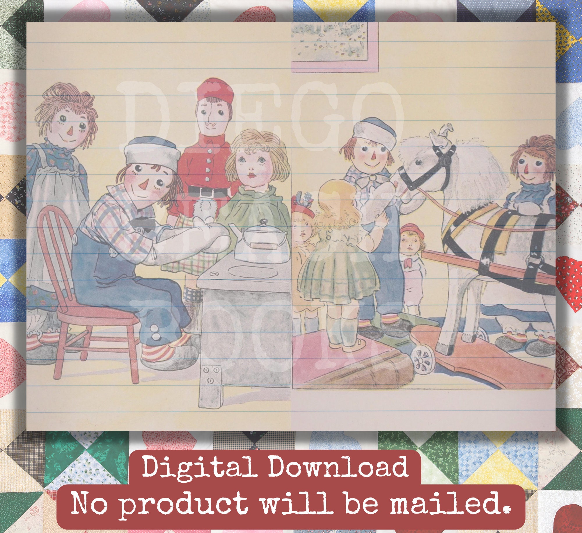 Raggedy Ann and Andy Junk Journal Pages Vintage Printable Set, Raggedy ...