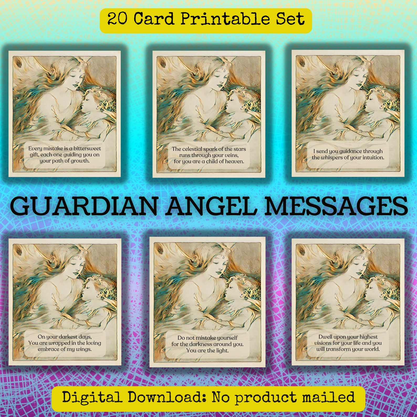 Guardian Angel Messages Printable Set 1 Cards Printable Angel Ephemera ...