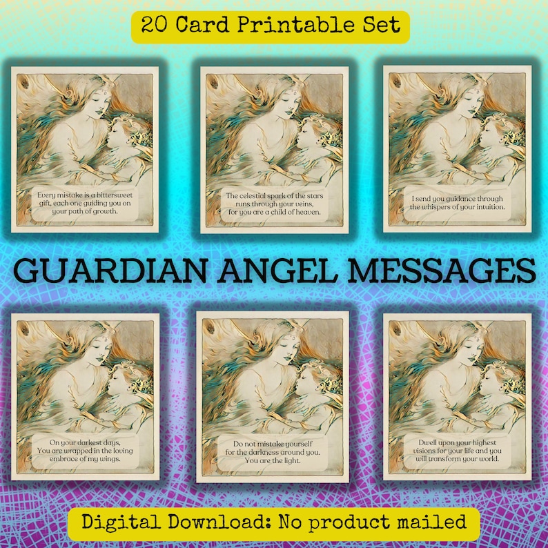 Guardian Angel Messages Printable Set 1 Cards Printable Angel Ephemera ...