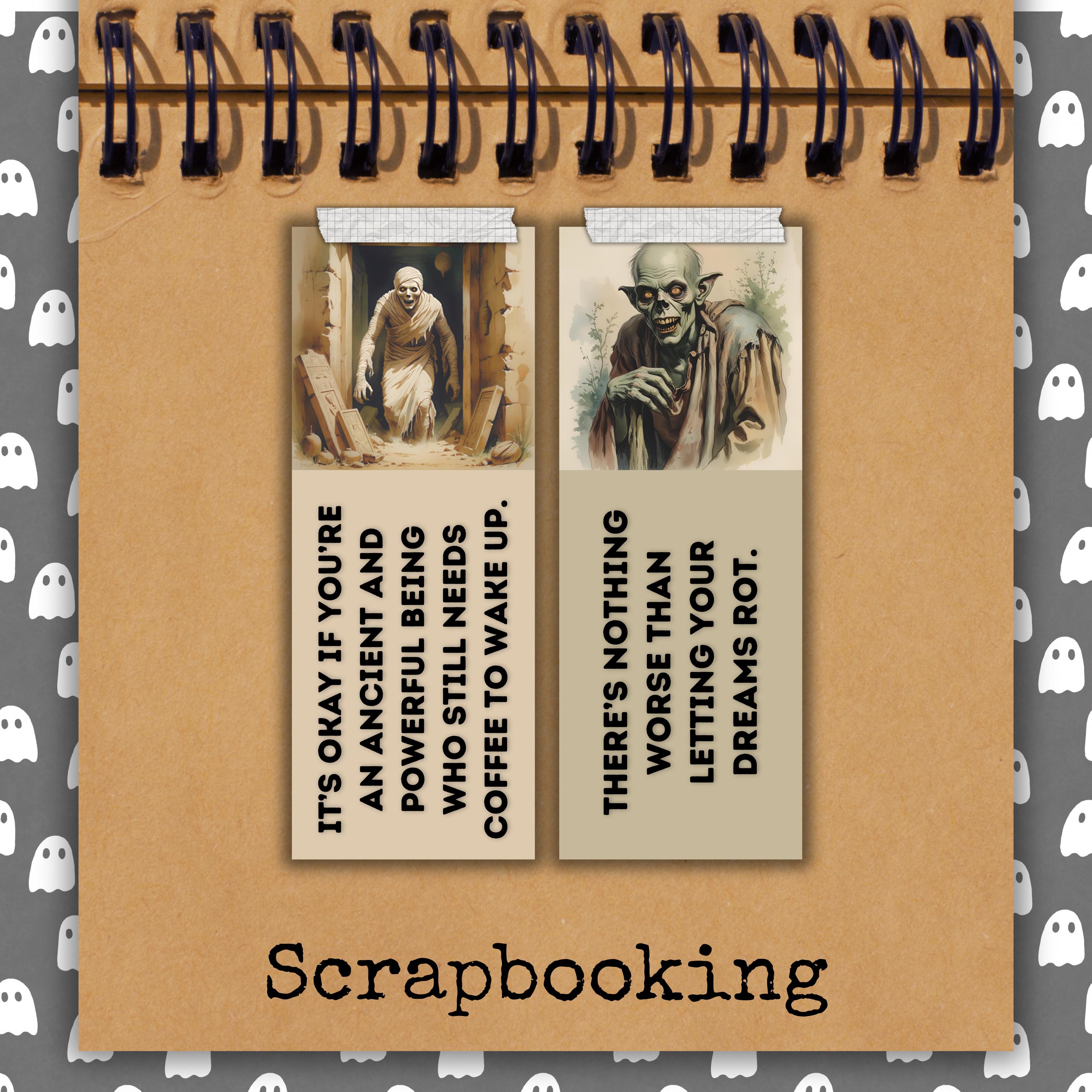 Classic Monster Bookmarks Printable Gothic Stationery Scrapbook Cards ...