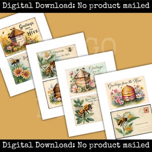 Vintage Inspired Greetings From the Hive Bee Postcards Printable ...