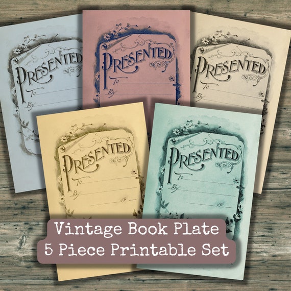 Vintage Bookplate 5 Piece Digital Download Set - Etsy