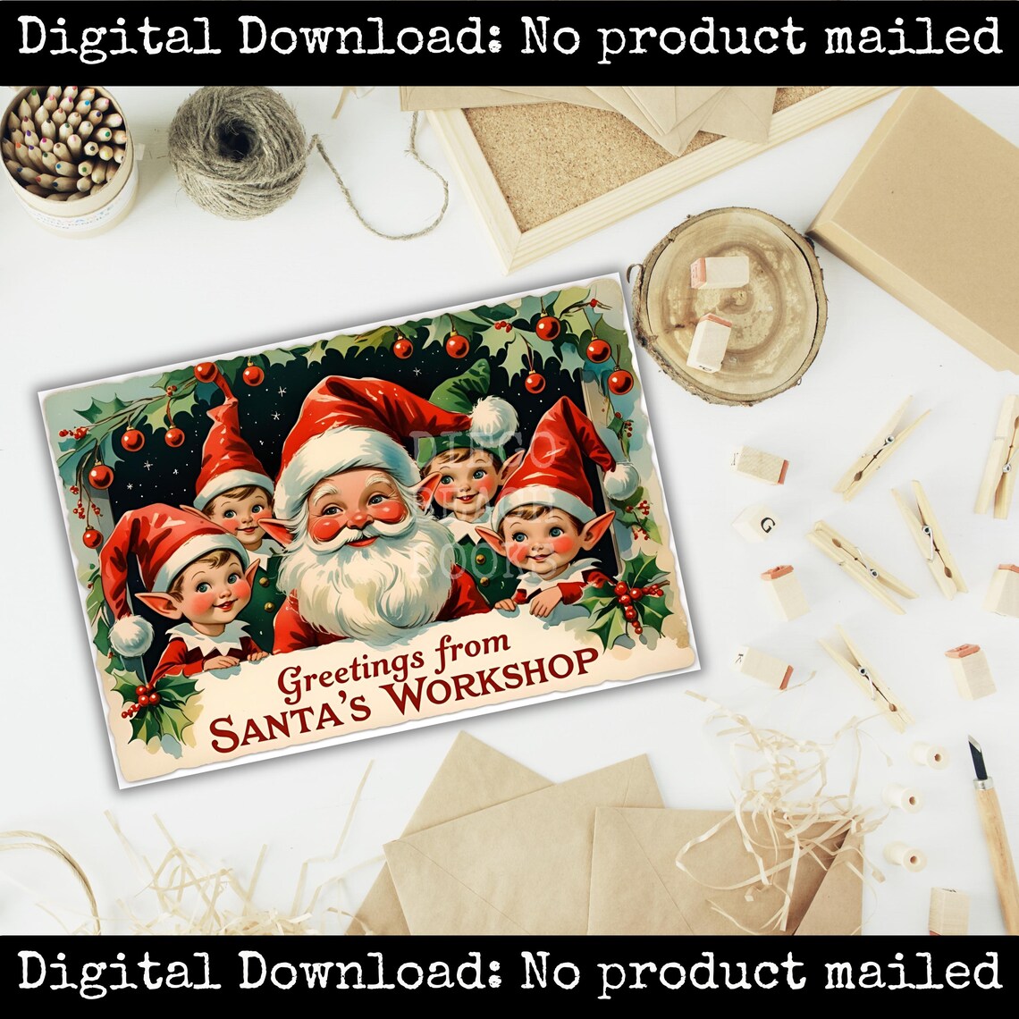Greetings From Santa's Workshop Printable Christmas Postcards - Etsy