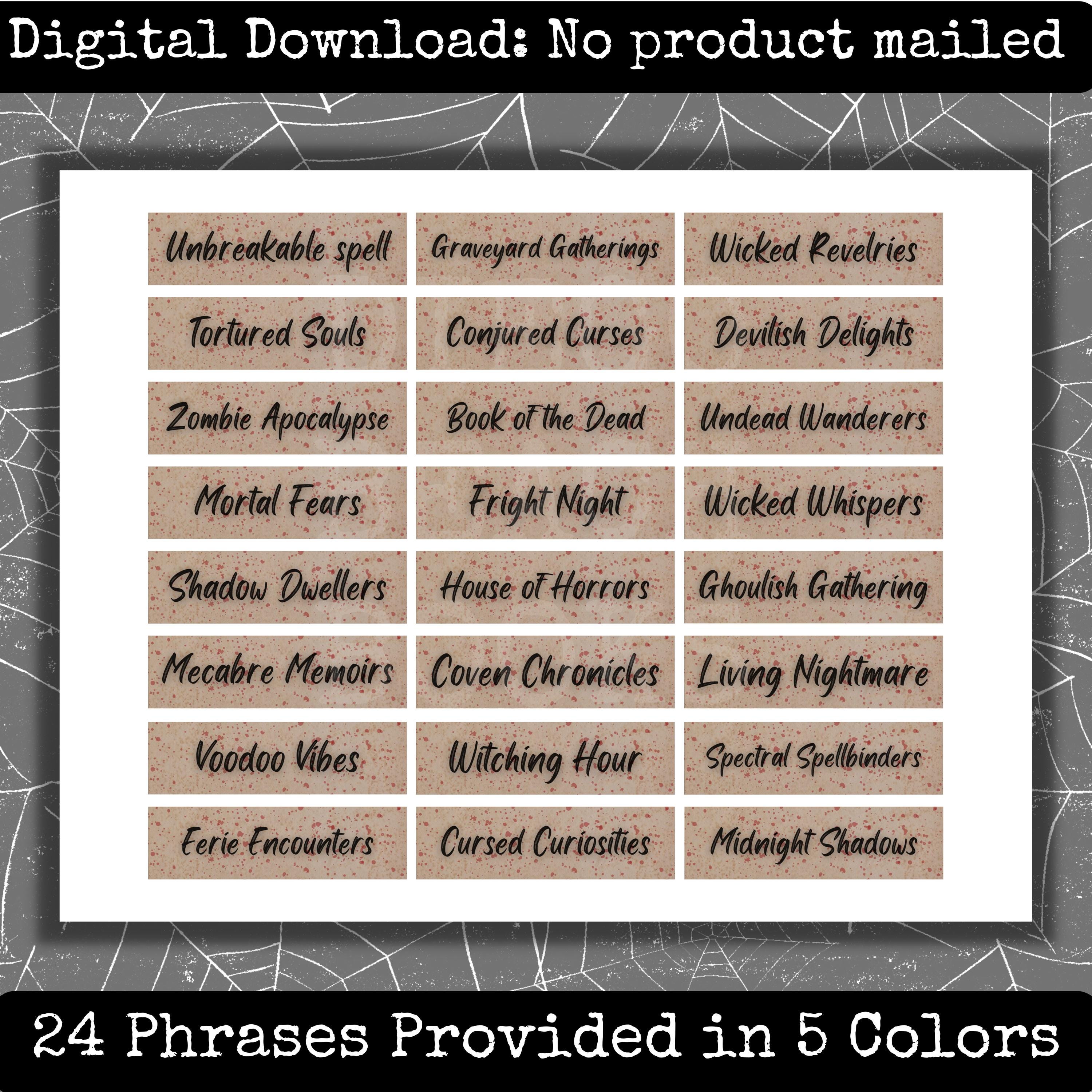 Spooky Words Printable Ephemera Pack Halloween Word Labels - Etsy