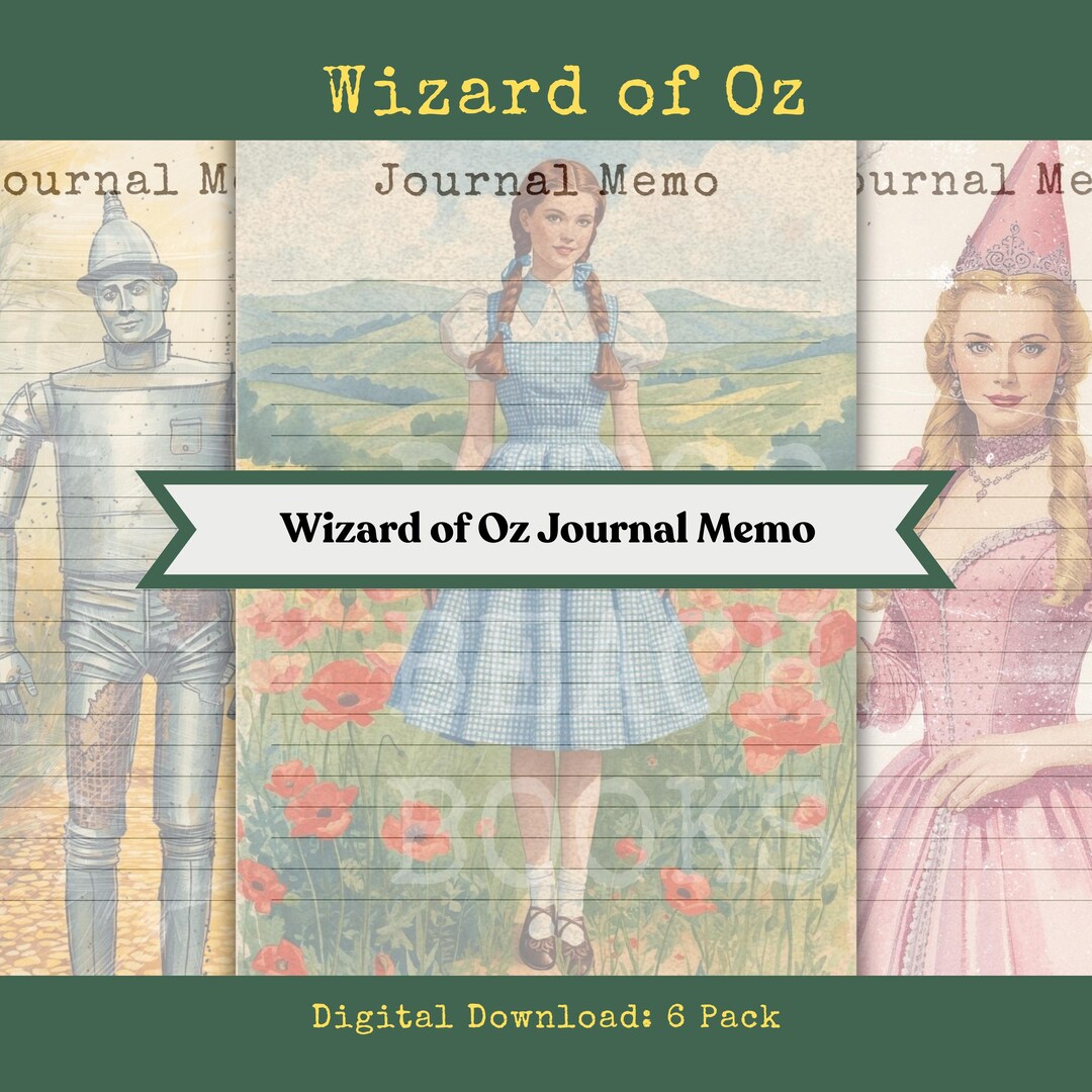Wizard of Oz Journal Memo Printable Vintage Writing Paper Scrapbook ...