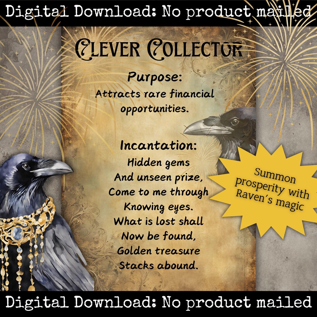 Raven's Riches Spell Pack Grimoire Scrapbook Cards DIY Collage Law of ...