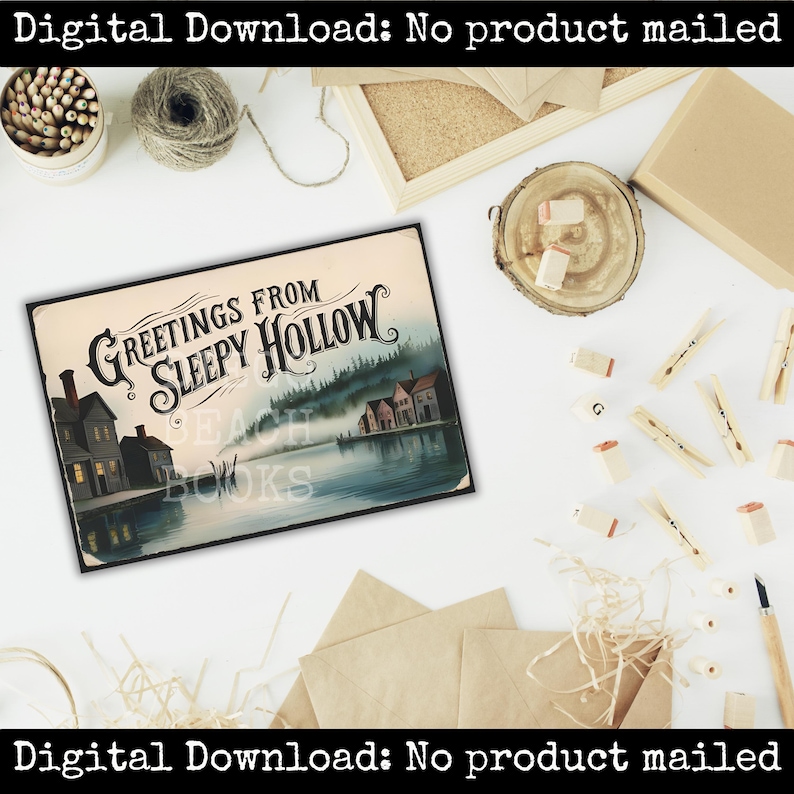 Greetings From Sleepy Hollow Printable Postcards Goth Ephemera for ...