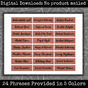 Spooky Words Printable Ephemera Pack Halloween Word Labels - Etsy