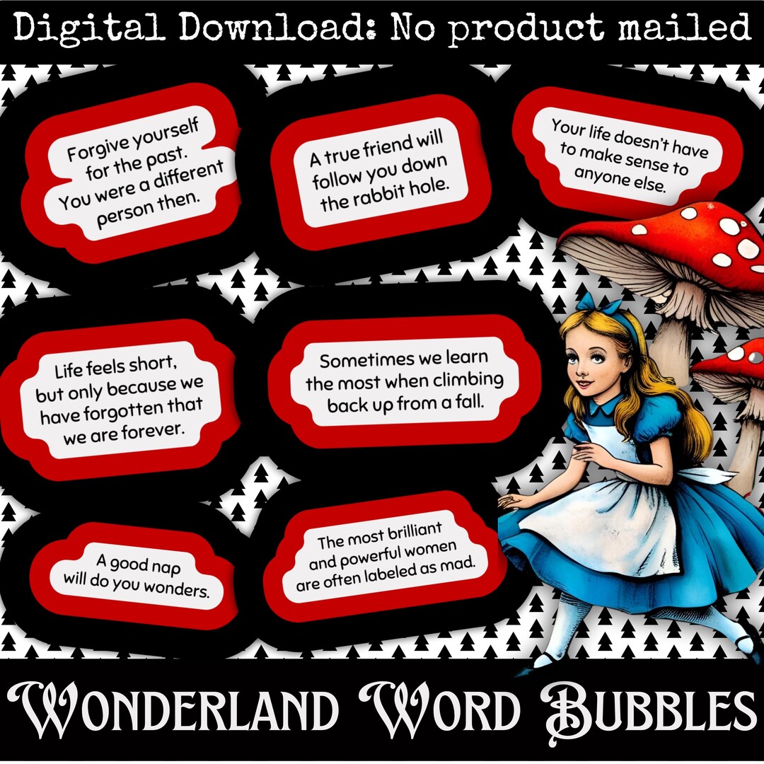 Alice in Wonderland Word Bubbles Printable Quotes - Etsy