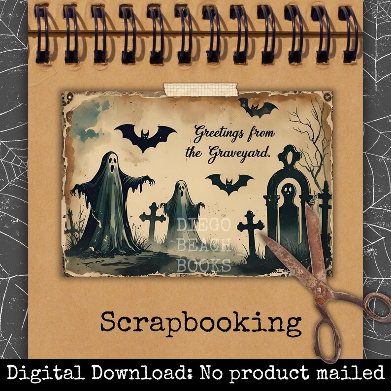 Greetings From the Graveyard Printable Postcards Vintage Halloween ...