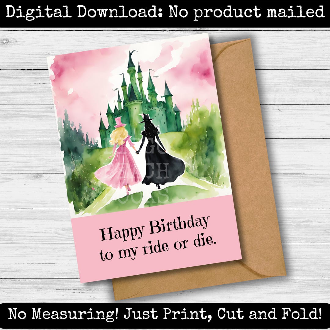 Wicked Musical Wicked Birthday Card Printable Glinda Elphaba Wizard of ...