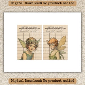 Pixie Library Card Printable Vintage Pixie Theme Scrapbook Papers Pixie ...