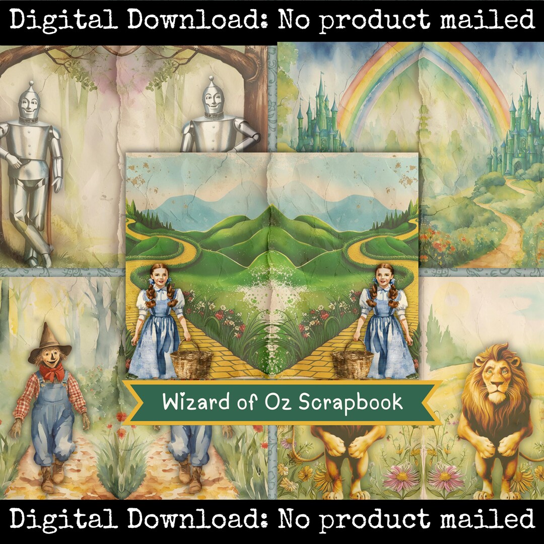 Wizard of Oz Scrapbook Pages Printable Junk Journal Kit Collage Sheets ...