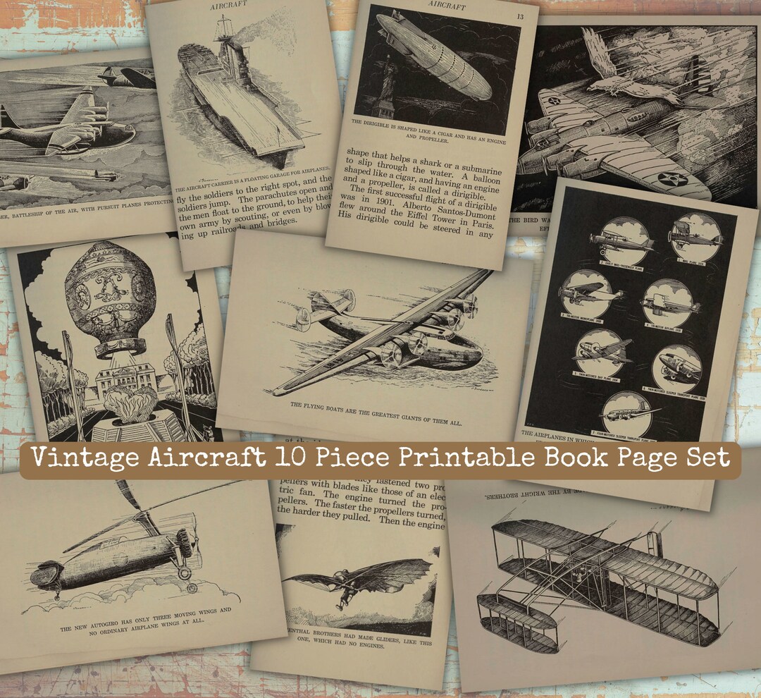 Vintage Aircraft Book Ten Page Printable Set 1, Vintage Aircraft ...