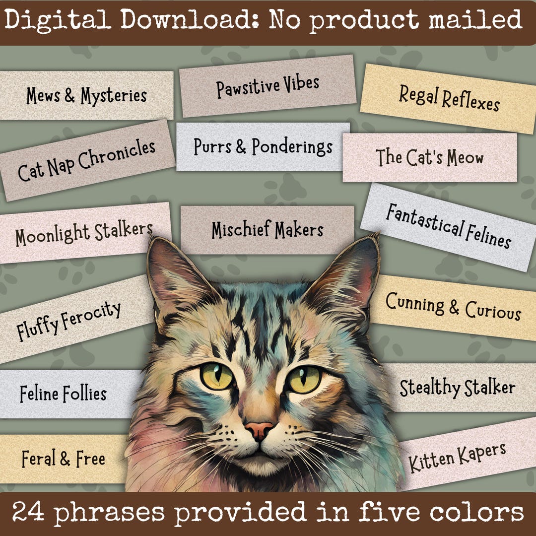 Cat Word Pack Printable Phrases Kitty Word Embellishments - Etsy