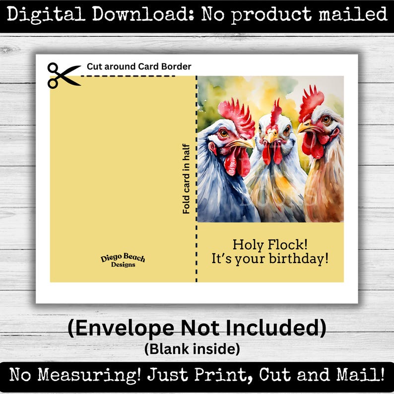 Funny Chicken Birthday Card Printable Funny Greeting - Etsy
