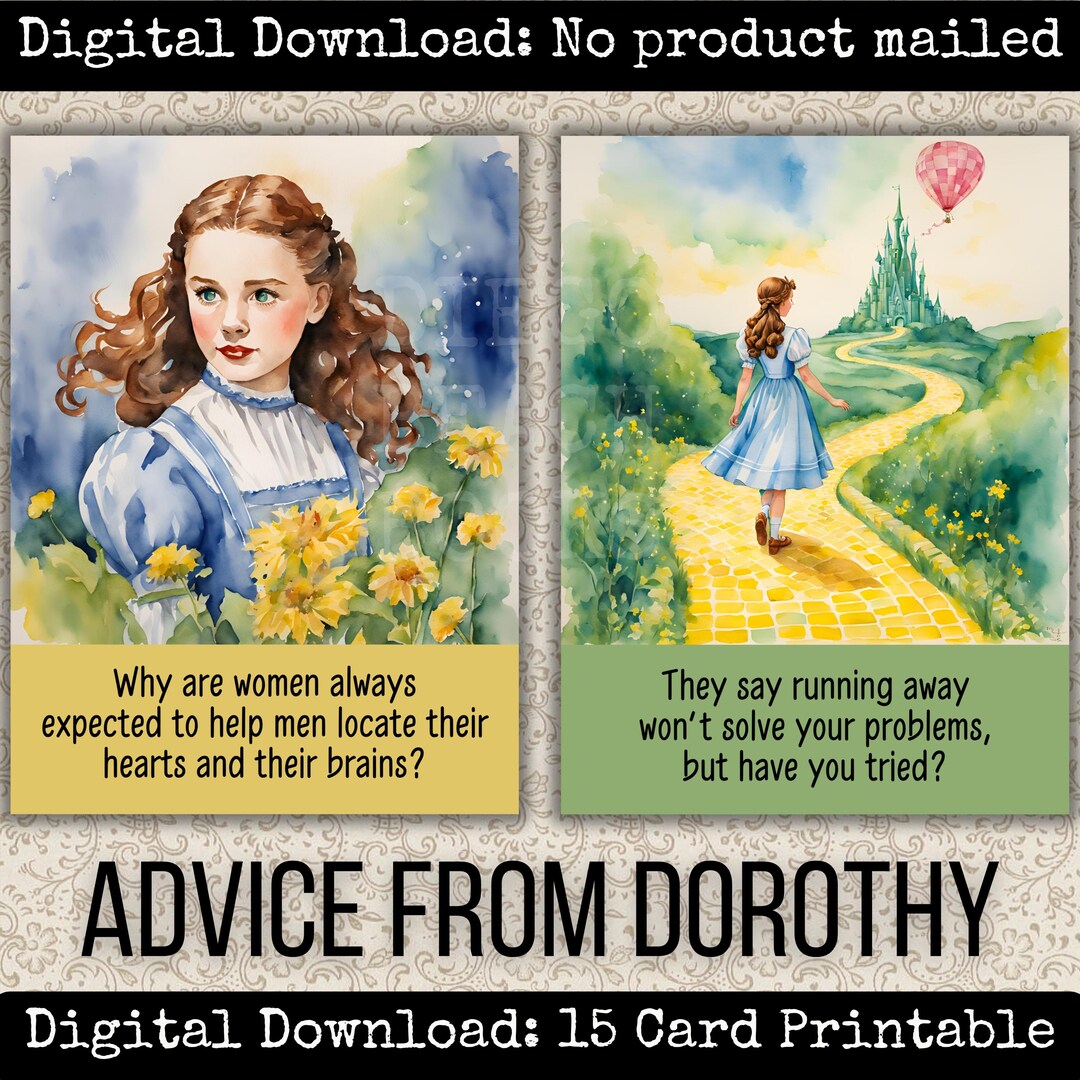 Advice From the Dorothy Printable Card Set Wizard of Oz Ephemera Junk ...