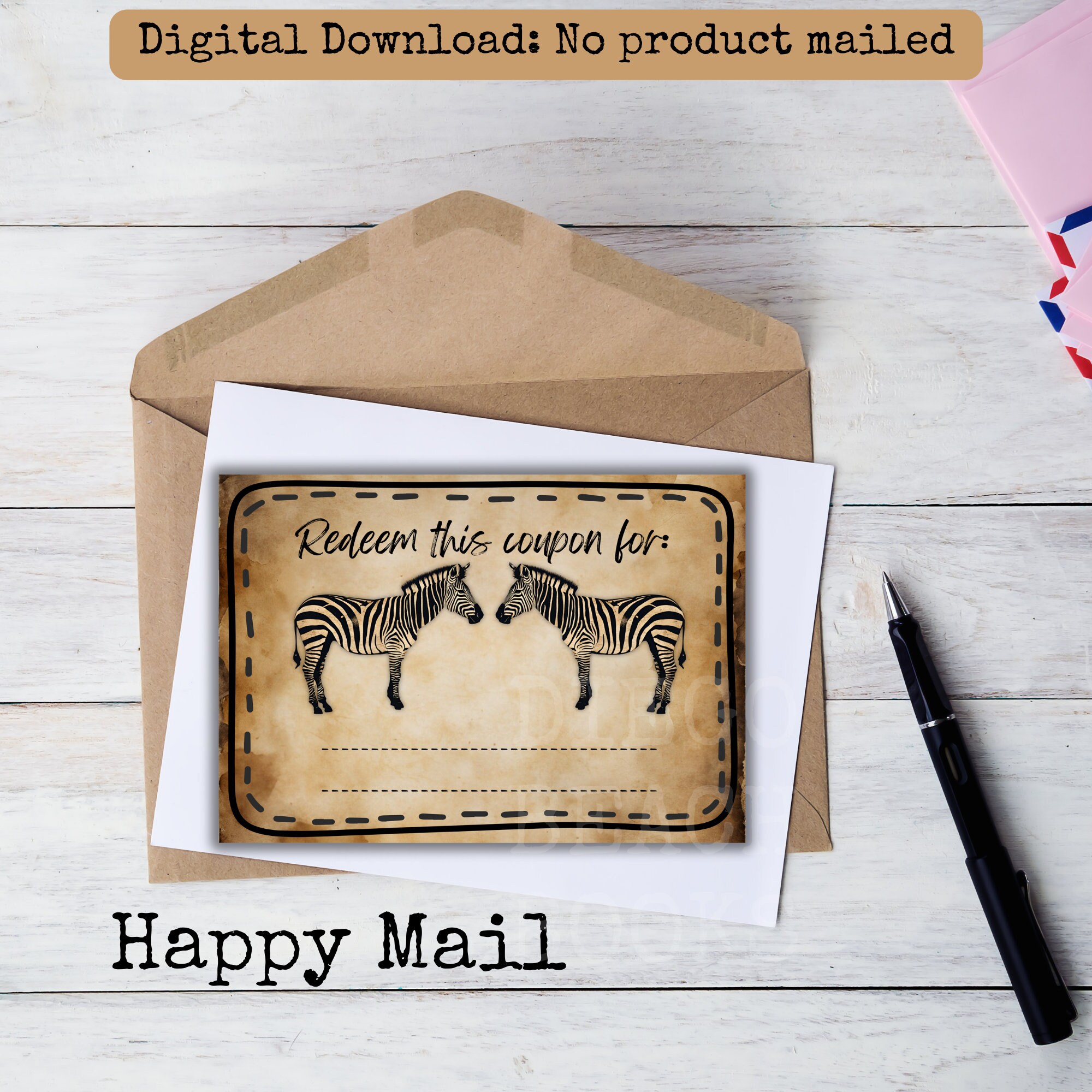 Safari Theme Instant Printable Gift Coupons African Safari Gift ...