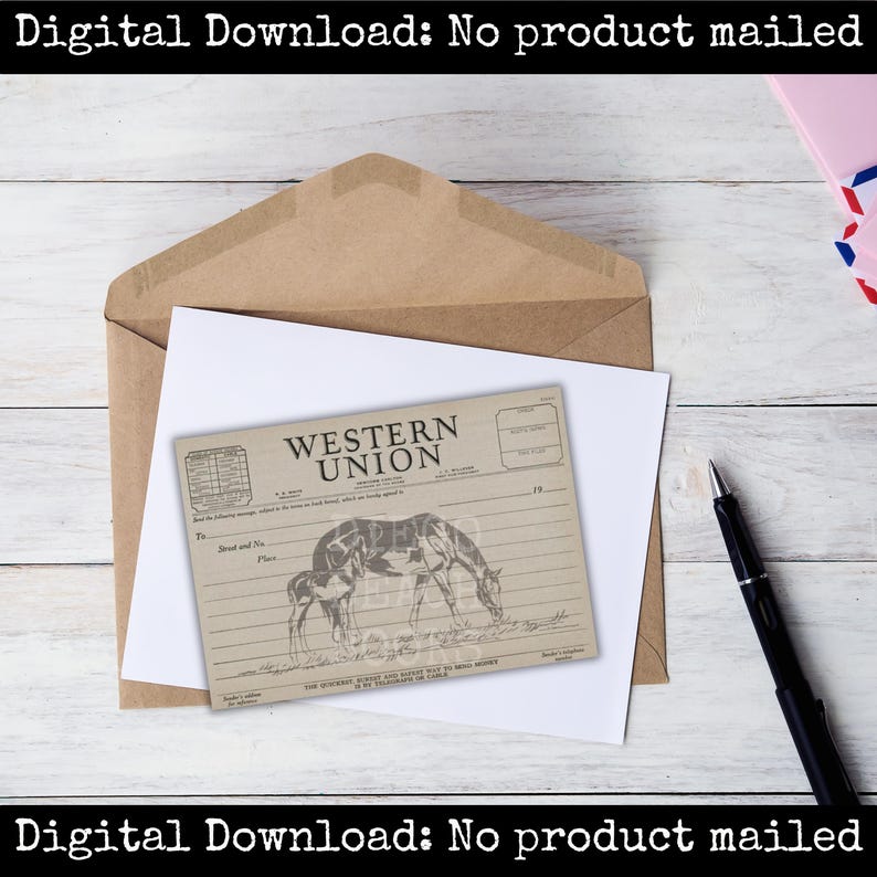 Western Horse Telegram Printable Set Vintage Horse Ephemera - Etsy
